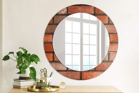 Kulaté zrcadlo tištěný rám Červená cihla fi 60 cm