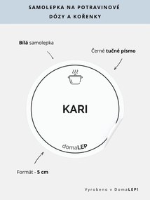 Samolepka na kořenky KARI  bílá 5 cm tučné písmo