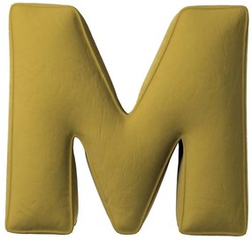 Yellow Tipi Olivově zelený sametový polštář písmeno M 40 cm