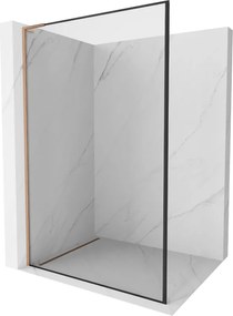 Mexen Kioto L, sprchová zástěna Walk-In 110 x 200 cm, 8mm čiré sklo černý vzor, ​​měděný matný profil, 800-110-103-65-70