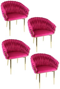 Růžové sametové jídelní židle LUX 4ks 83cm