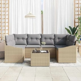 Set pohovek 7 ks Beige a šedá polyratan 3355289