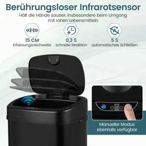 Costway 68 L Automatický odpadkový koš se senzorem a dvouzónový inteligentní