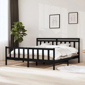 Rám postele černý masivní dřevo 200 x 200 cm,  3100982 HangarStore.cz