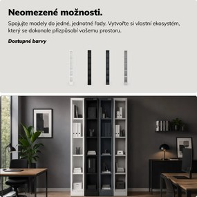 Úzký kovový archivační regál na dokumenty šedý, 250x1950x450 mm: TIM