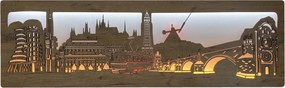 Li-Go "Praha" světelný obraz 230V 130x40 cm provedení povrchu: černá s patinou