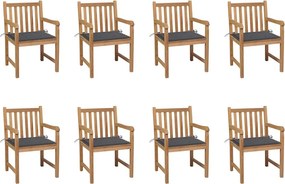 Zahradní židle 8 ks antracitové podušky masivní teak 3073058