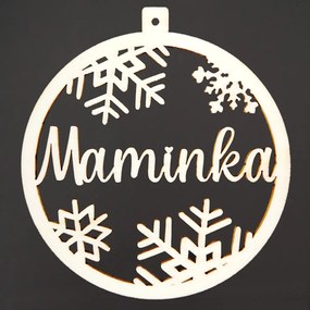 AMADEA Dřevěná ozdoba kolečko - Maminka, 6 cm, český výrobek