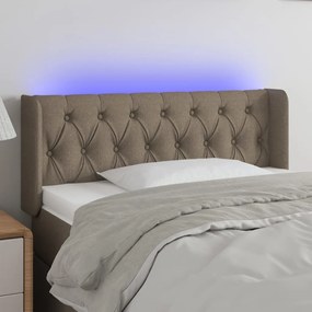 Čelo postele s LED taupe 103 x 16 x 78/88 cm textil
