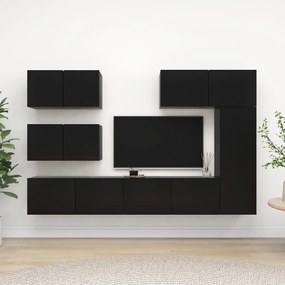 6dílný set TV skříněk černý dřevotříska