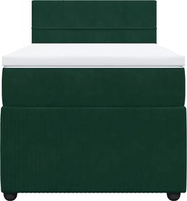 Box spring postel s matrací tmavě zelená 90x200 cm samet 3289953