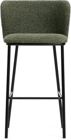 Tmavě zelená čalouněná barová židle (výška sedáku 75 cm) Ciselia – Kave Home