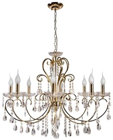 Zlatý křišťálový lustr Aurora pro žárovku 8x E14 - Candellux