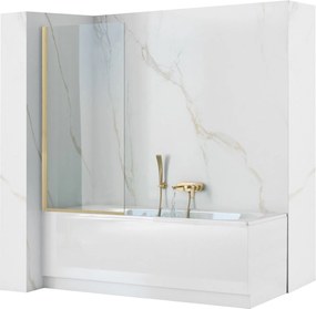 Rea Elegant Gold, vanová zástěna s pevným křídlem 80x140 cm, zlatá matná, REA-W6601