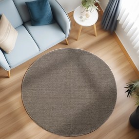 Ayyildiz, Kusový koberec Loom 4300 Brown kruh, 120x120 (průměr) kruh, hnědá, obývací pokoj