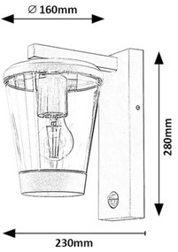 Rabalux 7267 - Venkovní nástěnná lampa se senzorem SAVANO 1xE27/40W/230V IP44