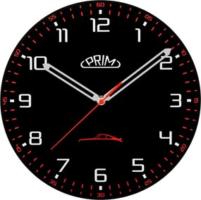 PRIM Černé nástěnné hodiny Prim Speedline - černo-červené E09.5530.9020