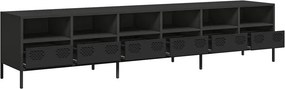 TV skříňka černá 202x39x43,5 cm ocel válcovaná za studena 3307155