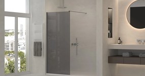 Erga Paris, sprchová zástěna Walk-In 30x200 cm, 8mm šedé sklo, černý profil, ERG-V02-PARIS-030x200-GR-BK