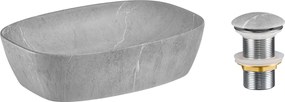 Comad Keramické umyvadlo na desku Anna 50x39,5 mramor + výpusť Click-Clack, mramor