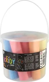 TEDDIES Barevné chodníkové křídy v kyblíku / 15 ks / kulaté / kyblík s