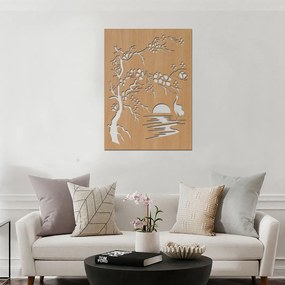 dřevo života Dřevěná dekorace na stěnu SAKURA Rozměry (cm): 80x112, Barevný vzor: Bílá