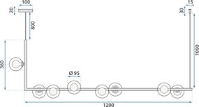 Toolight - Kovová industriální skleněná stropní lampa APP754-8CP, černá, OSW-03987