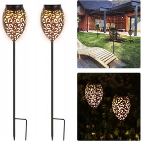2x Solární lampa zapichovací lampa Gorvitor Metal černá 68 cm