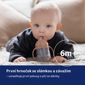 LOVI První hrneček se slámkou a závažím 150ml zelený