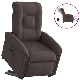 Elektrické zvedací polohovací křeslo tmavě hnědé textil 3303279