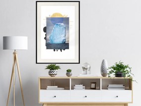 Plakát Ledová hora - kompozice s zimní krajinou na abstraktním pozadí