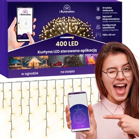 Celoroční Led závěs ovládaný Aplikací, světelná dekorace 400, girlanda