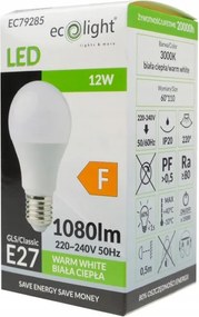 LED žárovka E27 12W 1080lm 3000K teplá bílá světla WW Eco Light