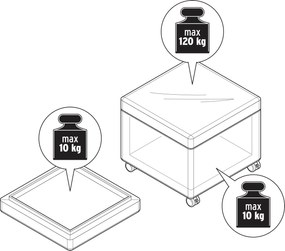 Tchibo - Taburet na kolečkách s podnosem - barva: šedá