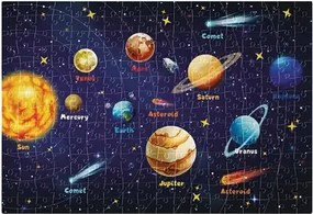 INTERDRUK Puzzle se samolepkami Sluneční soustava / 250 dílků / rozměr