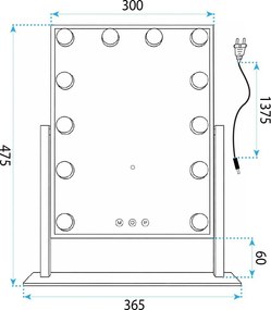 Rea Kosmetické zrcadlo 30x40 cm s regulovatelným LED osvětlením HOM-01804