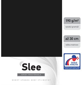 Slee jersey prostěradlo - černá Rozměr: 180 x 200 cm