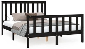 vidaXL Rám postele s čelem černý 120 x 200 cm masivní borovice