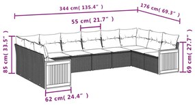 10dílná zahradní sedací souprava s poduškami béžová polyratan