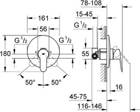 Grohe BauEdge - Sprchová baterie pod omítku s tělesem chrom