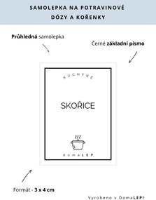 Samolepka na kořenky SKOŘICE průhledná 3 × 4 cm základní písmo