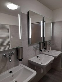 Amirro Zrcadlo na zeď chodbu do pokoje ložnice koupelny předsíně LUMINA WHITE - 80 x 60 cm se dvěma podsvícenými pruhy (zářivkové osvětlení) 901-329