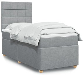 Box spring postel s matrací světle šedá 90x200 cm textil