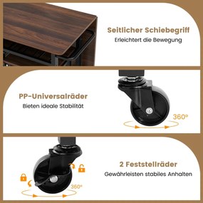 Costway 3dílná sada jídelního stolu Rozkládací kuchyňský stůl na kolečkách se 2