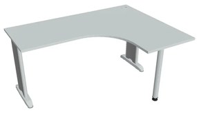 Stůl ergo oblouk levý 160×120 cm - Hobis Flex FE 60 L Dekor stolové desky: šedá, Barva nohou: Stříbrná