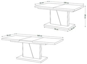 Konferenční stolek rozkládací Flox 2 (bílá, beton)