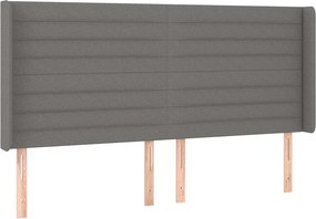 Čelo postele s LED tmavě šedé 183 x 16 x 118/128 cm textil 3124203