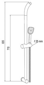 Mereo sprchová souprava třípolohová sprcha šedostříbrná hadice horní držák sprchy plast chrom CB900F