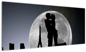 Silueta zamilovaného páru - moderní obraz (100x40cm)