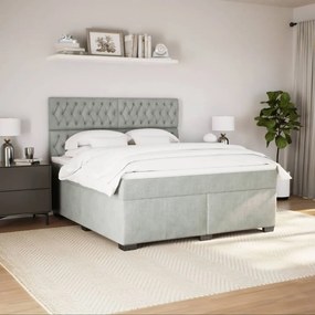 Box spring postel s matrací světle šedá 180x200 cm samet 3293284